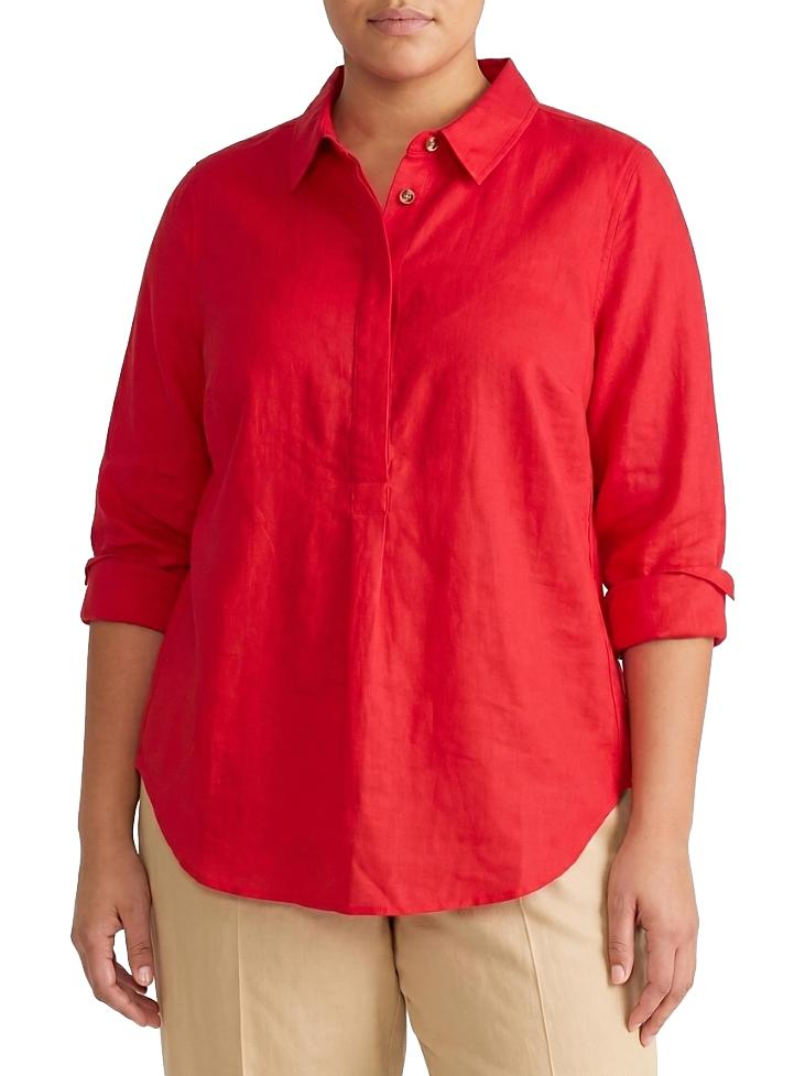 UNIVERSAL STANDARD Universal Standard Elbe Popover Stretch Linen Shirt